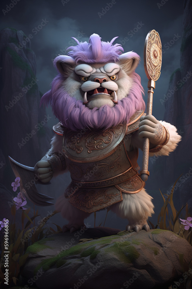 Super cute Chinese mythological monster, anthropomorphic Chinese ...