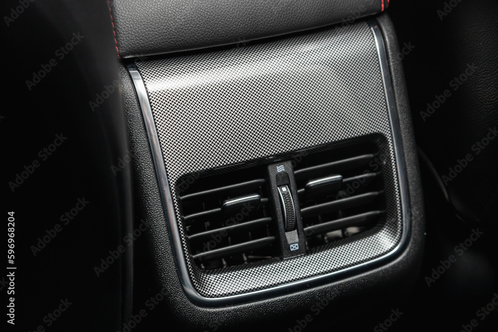 Close up car ventilation system and air conditioning for rears seats ...