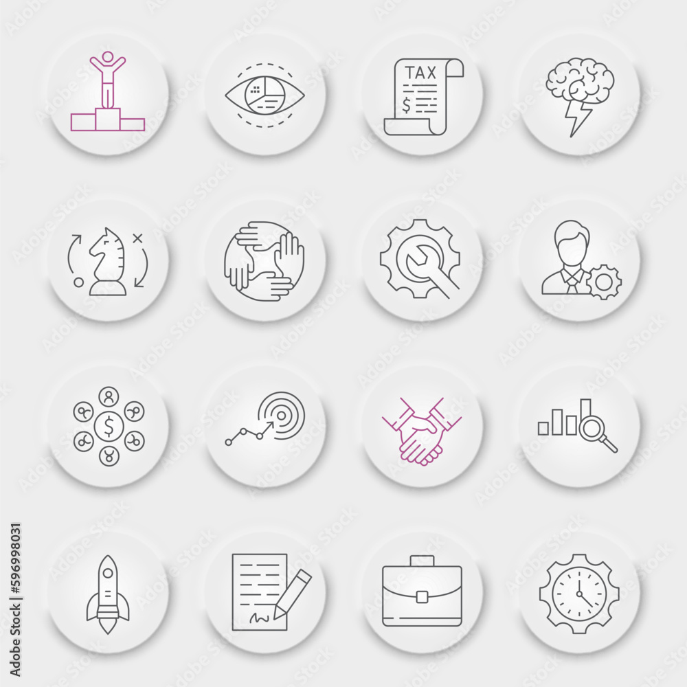 Business strategy line icon set, finance symbols collection, vector ...