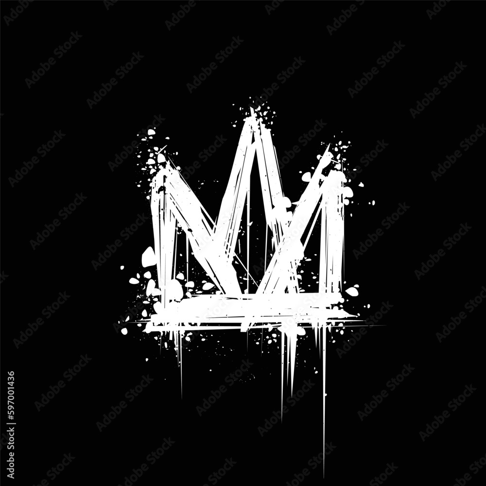 Grunge style Graffiti Crown isolated on white vector. Rock'n'Roll style ...