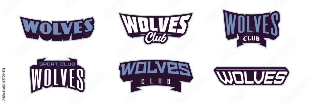 A set of bold fonts for wolf mascot logo. Collection of text style ...