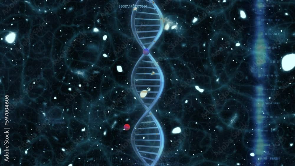 Structure Molecules DNK rotate loop. Analysis of dna. Spirals and blood ...