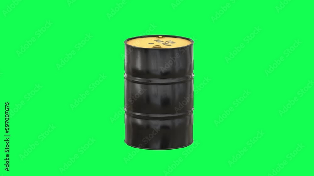 Crude oil barrel rotating in loop on greenscreen chroma background - 3D ...