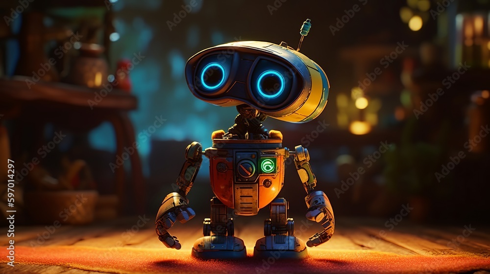 Animated cute robot, great design for any purposes. Cartoon realistic ...