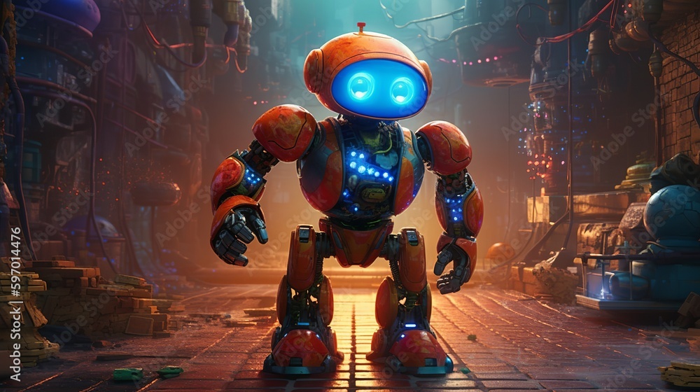 Animated cute robot, great design for any purposes. Cartoon realistic ...