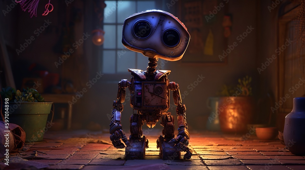 Animated cute robot, great design for any purposes. Cartoon realistic ...