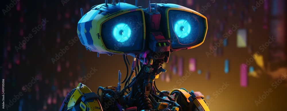Animated cute robot, great design for any purposes. Cartoon realistic ...