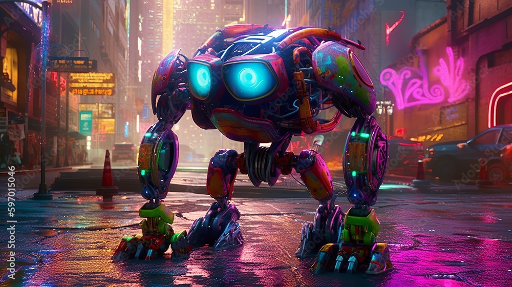 Animated cute robot, great design for any purposes. Cartoon realistic ...