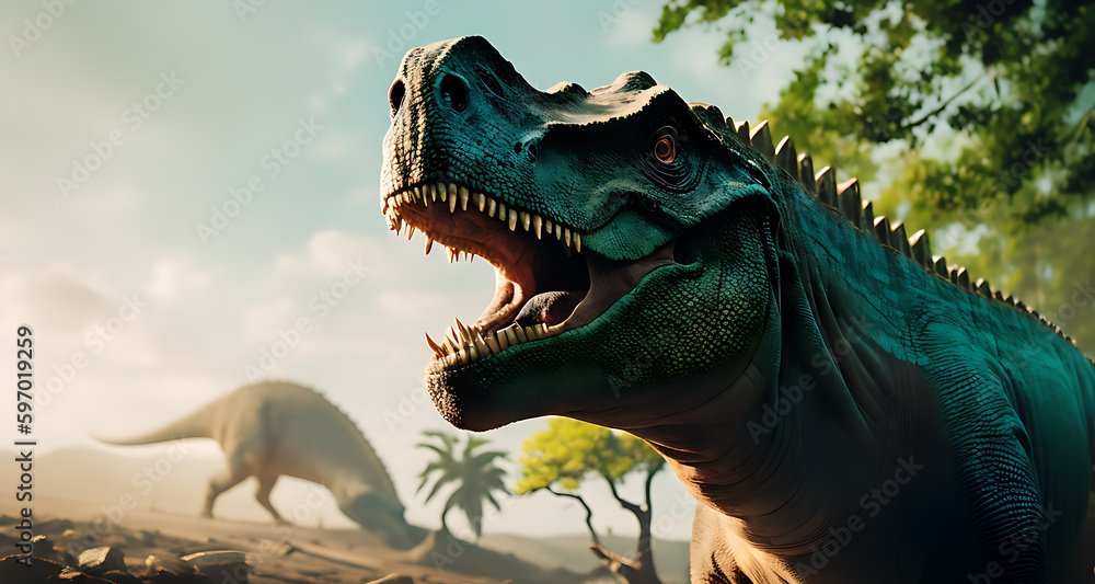 Photorealistic dinosaur creature in a natural environment 66 million ...