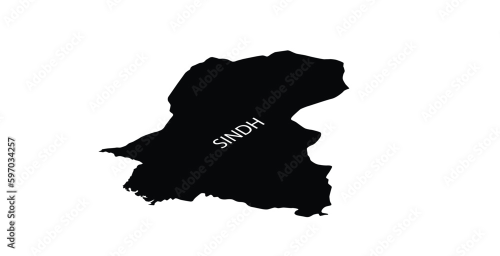 Pakistan Map Solid Map of Sindh Province Stock Vector | Adobe Stock
