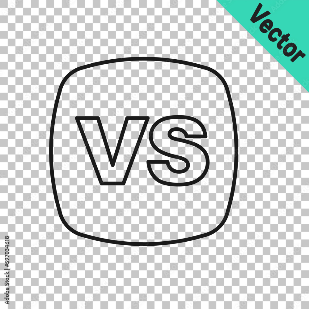 Black line VS Versus battle icon isolated on transparent background ...