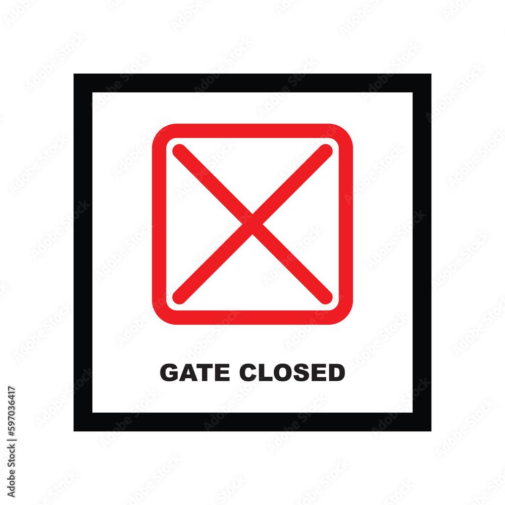 Vecteur Stock Gate Closed with square frame with symbol cross shape ...