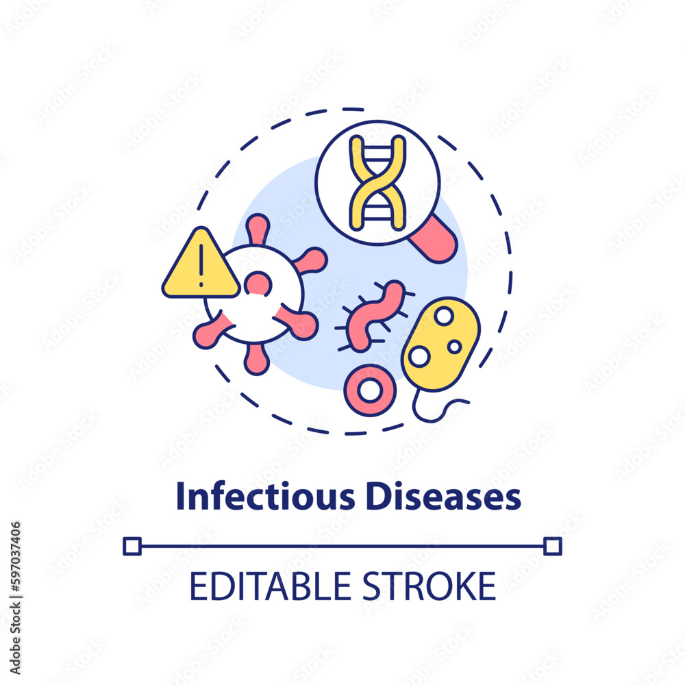 Infectious diseases concept icon. Developing targeted treatments for ...