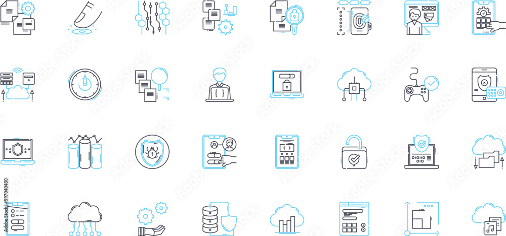 Confidential data linear icons set. Privacy, Encryption, Security ... Confidential data linear icons set. Privacy, Encryption, Security ...