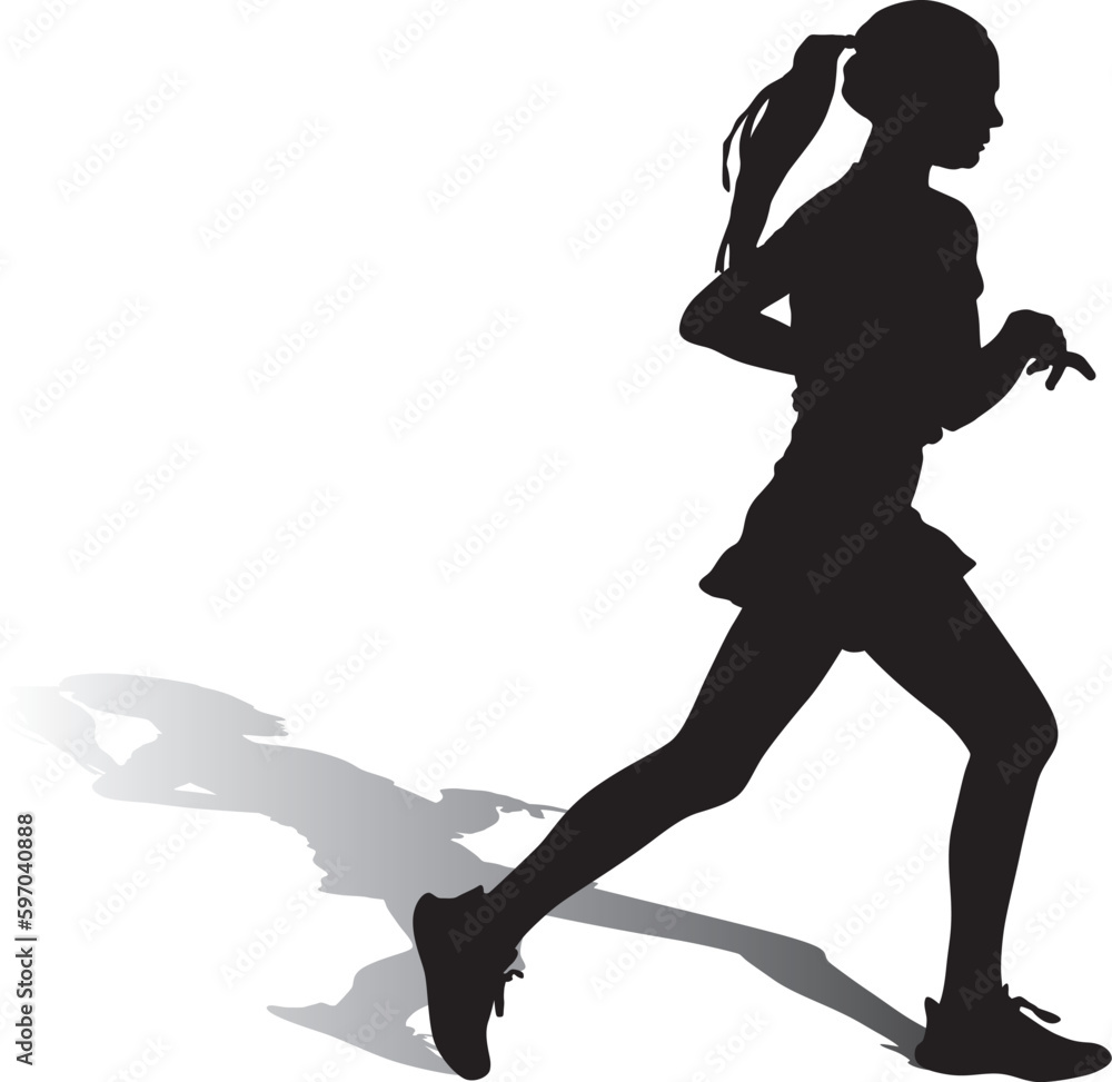 girl runner silhouette vector Stock Vector | Adobe Stock