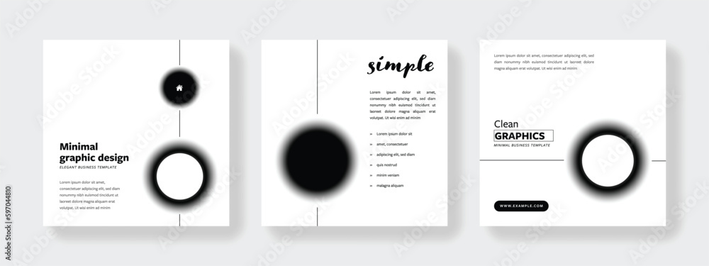 Vetor de Set of monochrome social media layouts with gradient circles ...