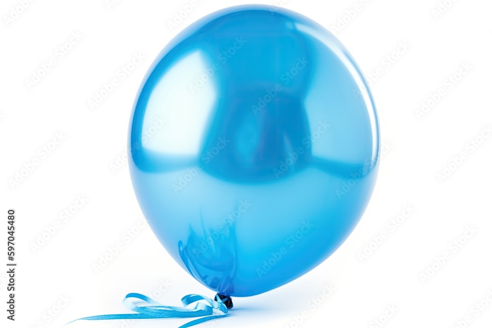 blue balloon with a string attached to it against a white background ...