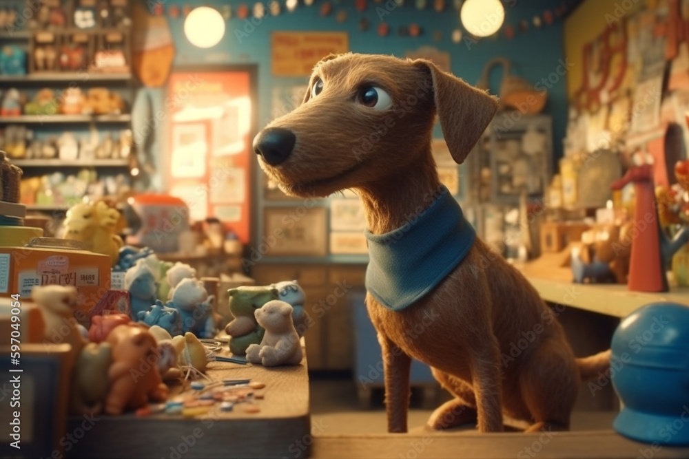 Fairy tale character dog in store, created with Generative AI ...