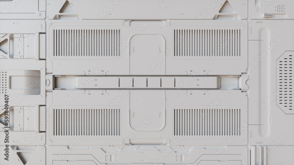 Hi-Tech Background with Futuristic, White Sci-Fi Hardware. 3D Render ...