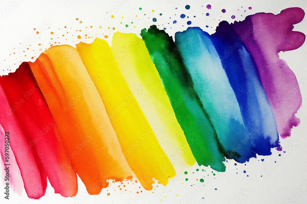 Watercolour background colours of the Pride flag, the rainbow symbol of ...