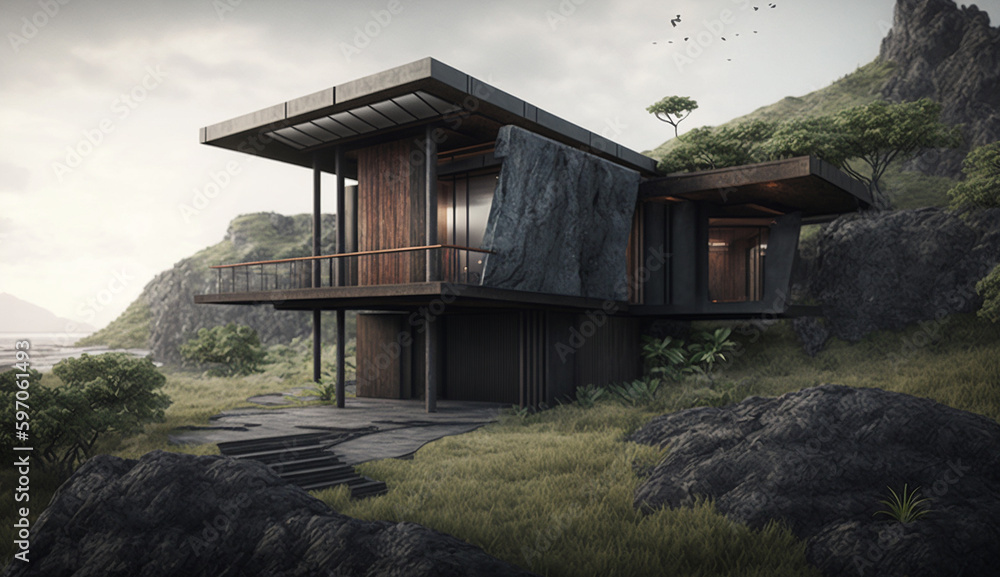Highly interior design architectural drawing stylistic stilt studio AI ...