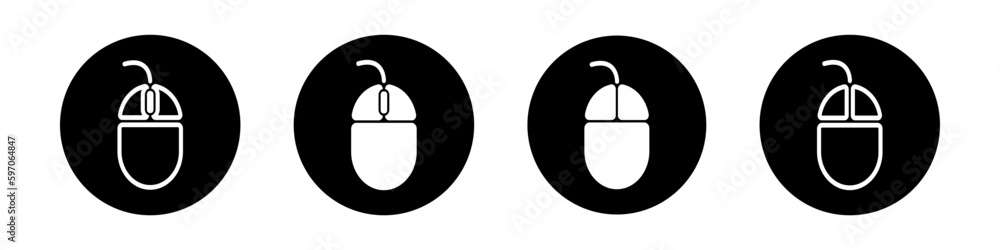 Four mouse in circle vector icon. Computer cursors pointer. Mouse click ...