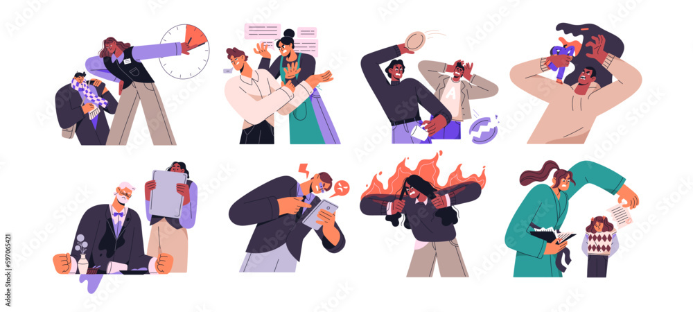 Angry furious irritated people set. Expression of anger, irritation ...