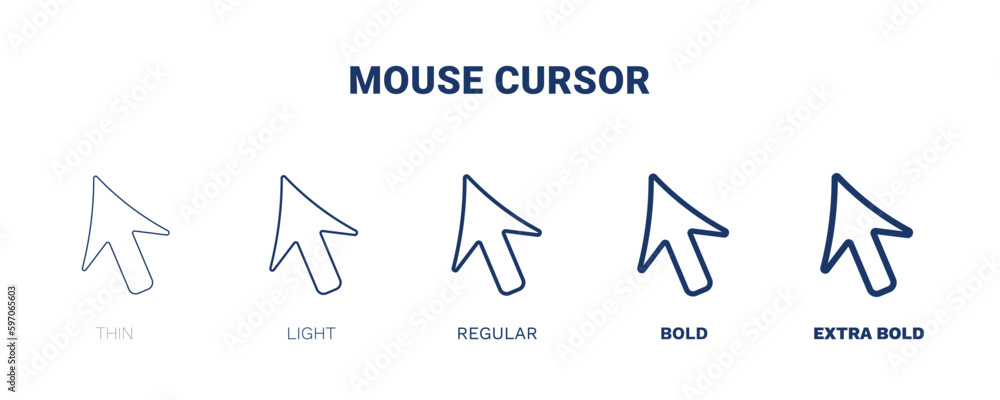 mouse cursor icon. Thin, light, regular, bold, black mouse cursor icon ...