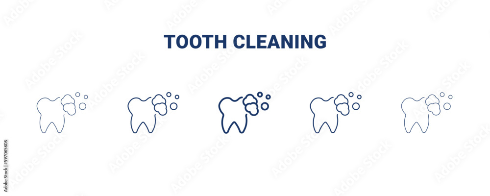 tooth cleaning icon. Thin, light, regular, bold, black tooth cleaning ...