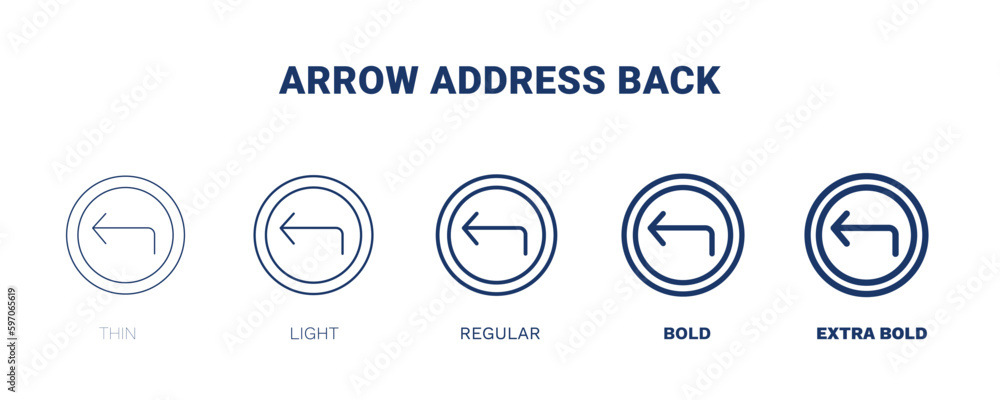 arrow address back icon. Thin, light, regular, bold, black arrow address back icon set from user ...