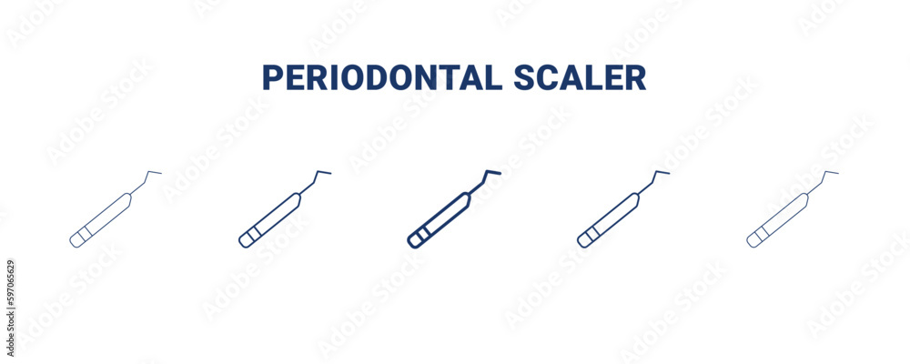 periodontal scaler icon. Thin, light, regular, bold, black periodontal ...