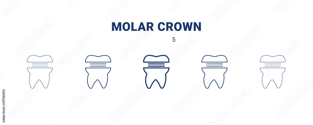 molar crown icon. Thin, light, regular, bold, black molar crown icon ...