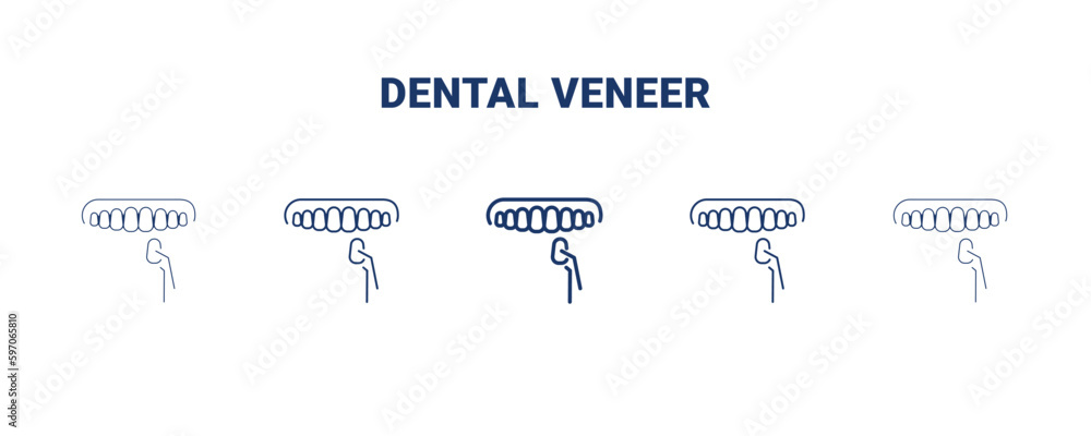 Vetor de dental veneer icon. Thin, light, regular, bold, black dental ...