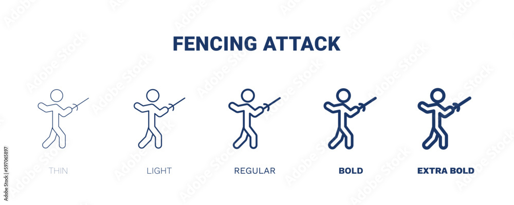 fencing attack icon. Thin, light, regular, bold, black fencing attack ...