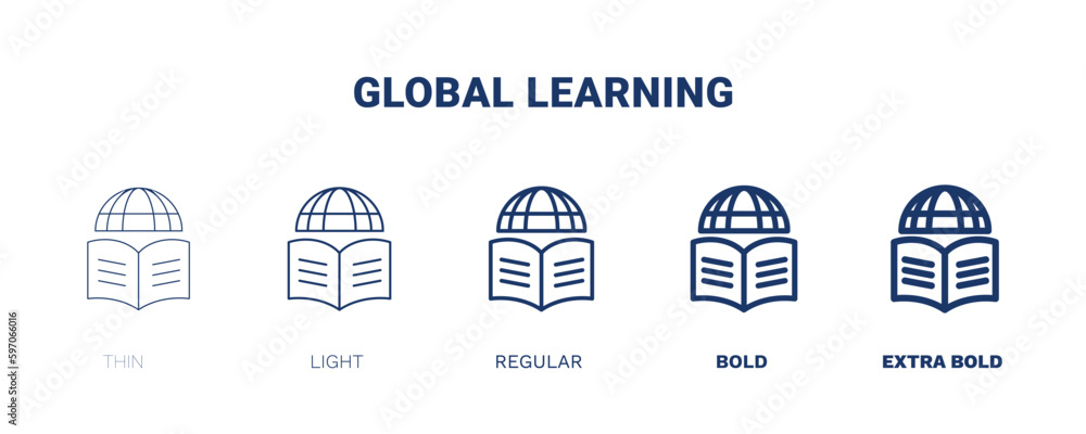 global learning icon. Thin, light, regular, bold, black global learning ...