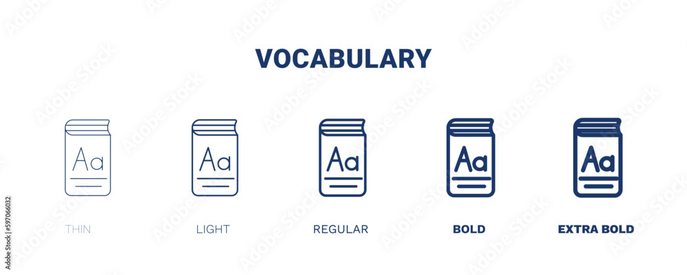 vocabulary icon. Thin, light, regular, bold, black vocabulary icon set ...