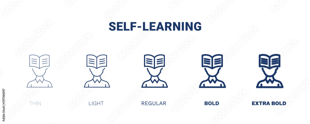 self-learning icon. Thin, light, regular, bold, black self-learning ...