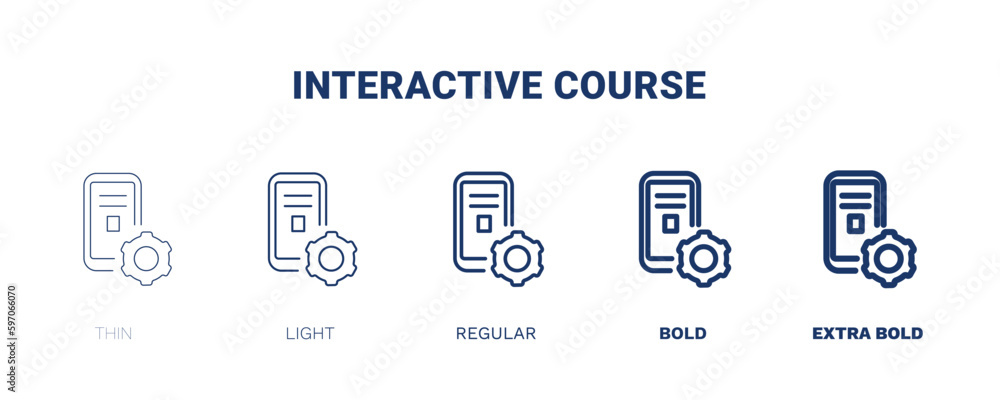 Vetor de interactive course icon. Thin, light, regular, bold, black ...