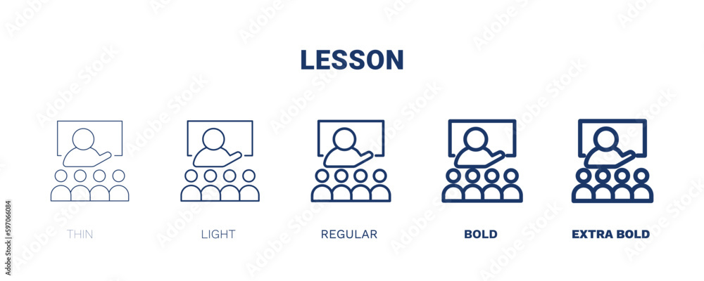 lesson icon. Thin, light, regular, bold, black lesson icon set from ...