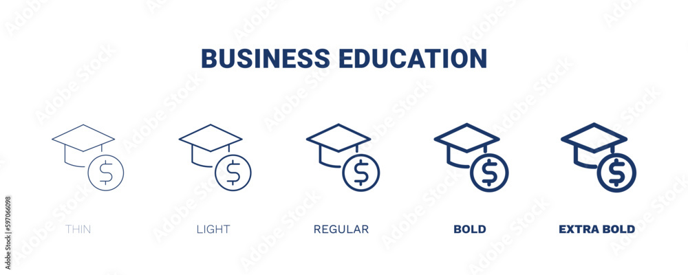Vetor de business education icon. Thin, light, regular, bold, black business education icon set ...
