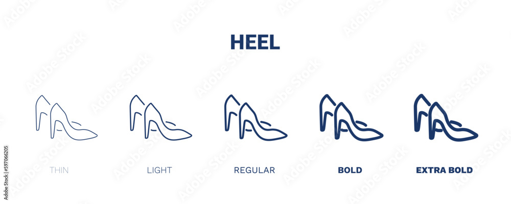 heel icon. Thin, light, regular, bold, black heel icon set from fashion ...