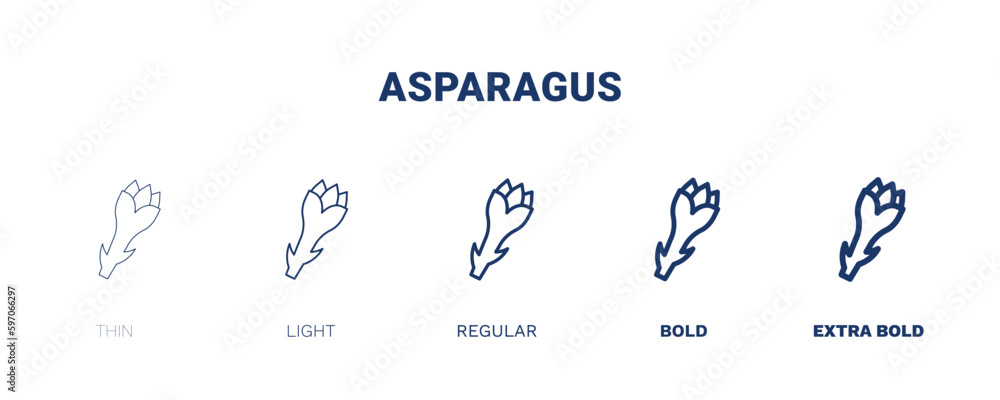 asparagus icon. Thin, light, regular, bold, black asparagus icon set ...