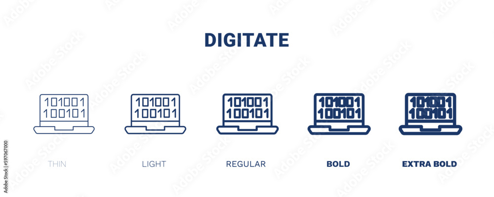 Vetor de digitate icon. Thin, light, regular, bold, black digitate icon ...