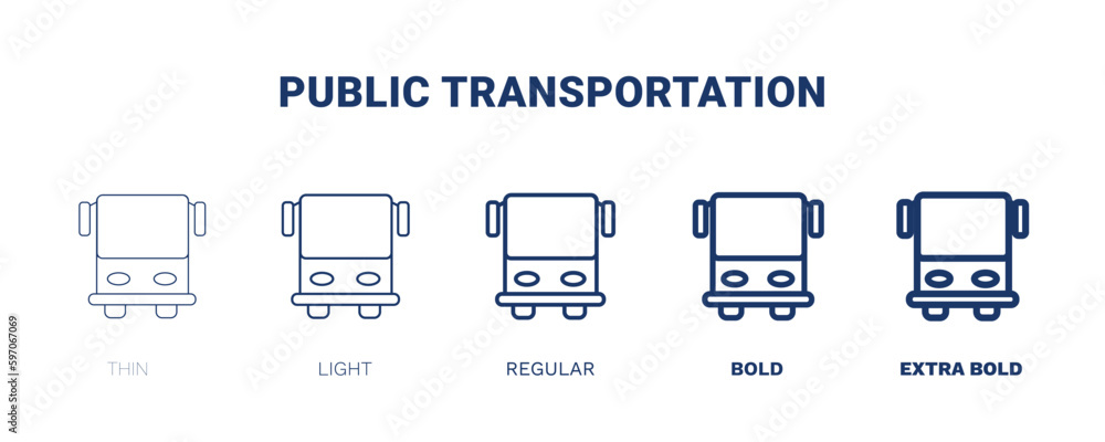 public transportation icon. Thin, light, regular, bold, black public ...