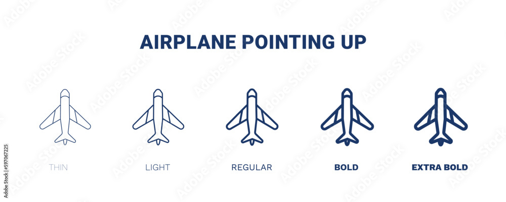 Vetor do Stock: airplane pointing up icon. Thin, light, regular, bold ...