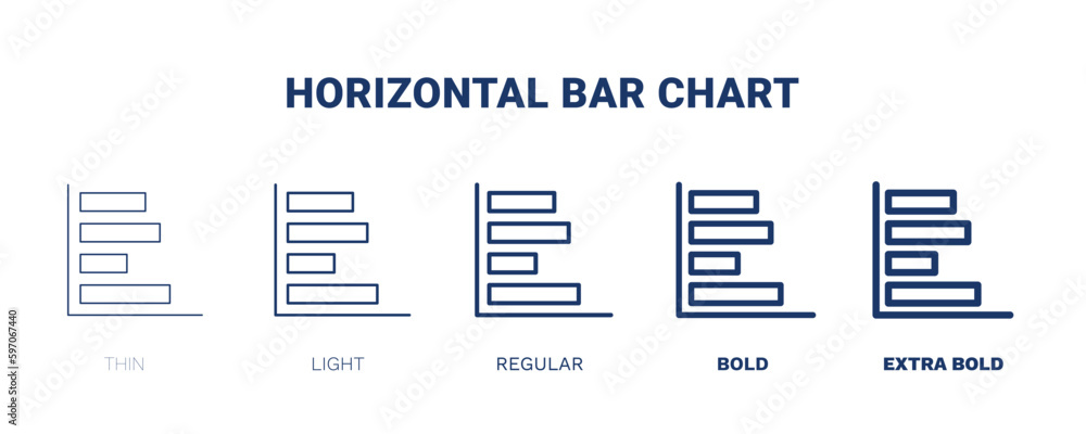horizontal bar chart icon. Thin, light, regular, bold, black horizontal ...