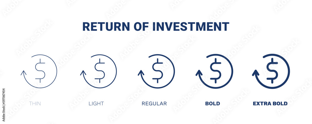 return of investment icon. Thin, light, regular, bold, black return of ...