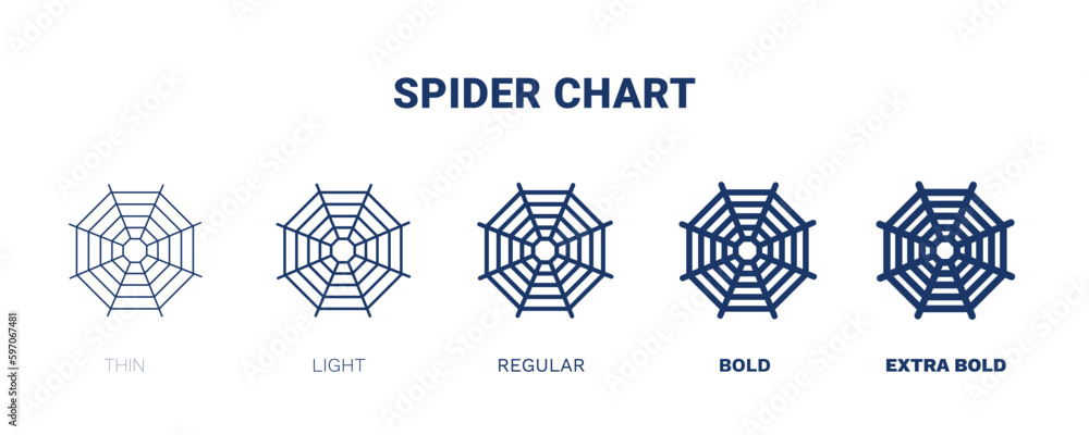 spider chart icon. Thin, light, regular, bold, black spider chart icon ...