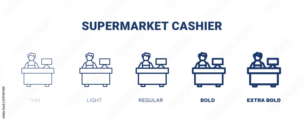 supermarket cashier icon. Thin, light, regular, bold, black supermarket ... supermarket cashier icon. Thin, light, regular, bold, black supermarket ...