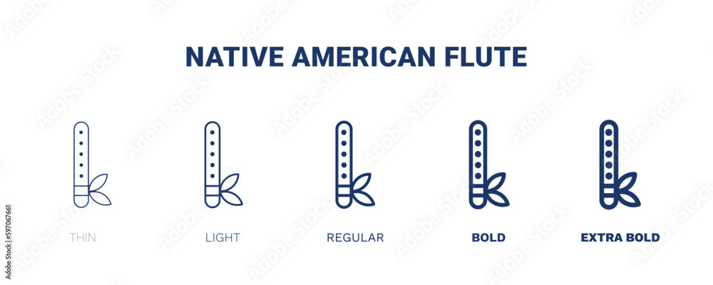 Vetor de native american flute icon. Thin, light, regular, bold, black ...